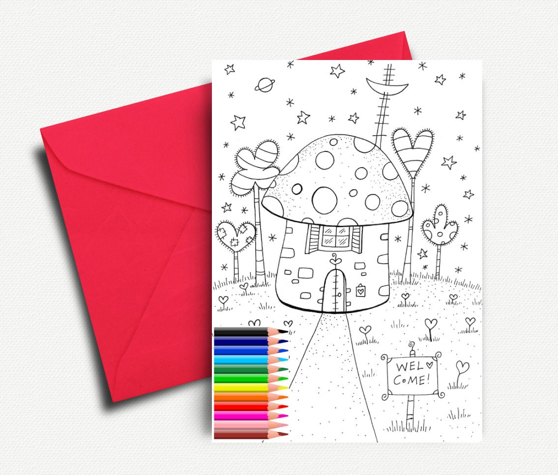 MAGIC Fantasy Coloring Card | Printable Digital Coloring Card | INSTANT ...