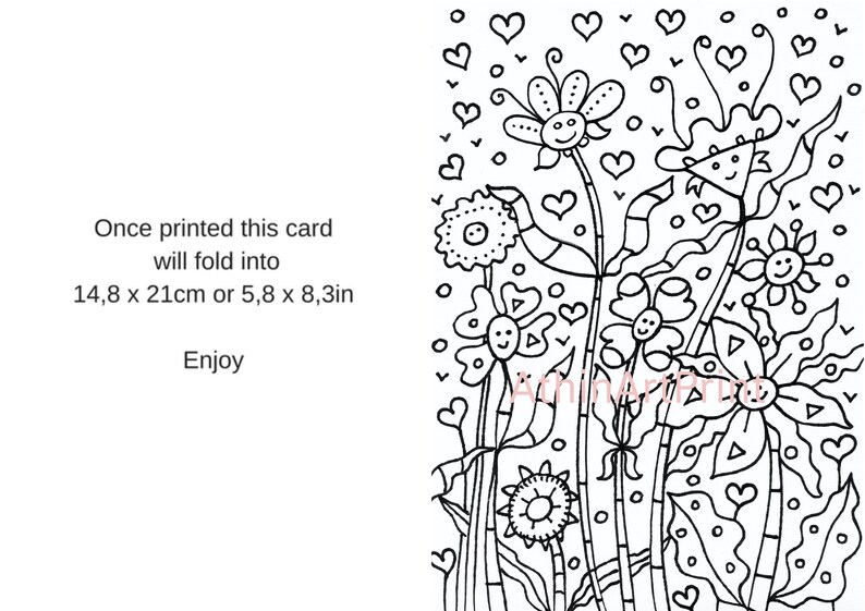 Printable Card Adult Coloring Cards Cartes à Colorier Blank | Etsy