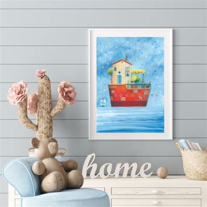 Boat House Printable Art | Wall Decor | Folk Poster | INSTANT DOWNLOAD ...