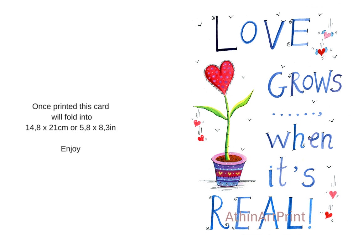 Love Grows When It's Real Printable INSTANT DOWNLOAD - Etsy