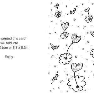 Valentine's Day Coloring Card, Hearts, Clouds, Love Card, Printable ...