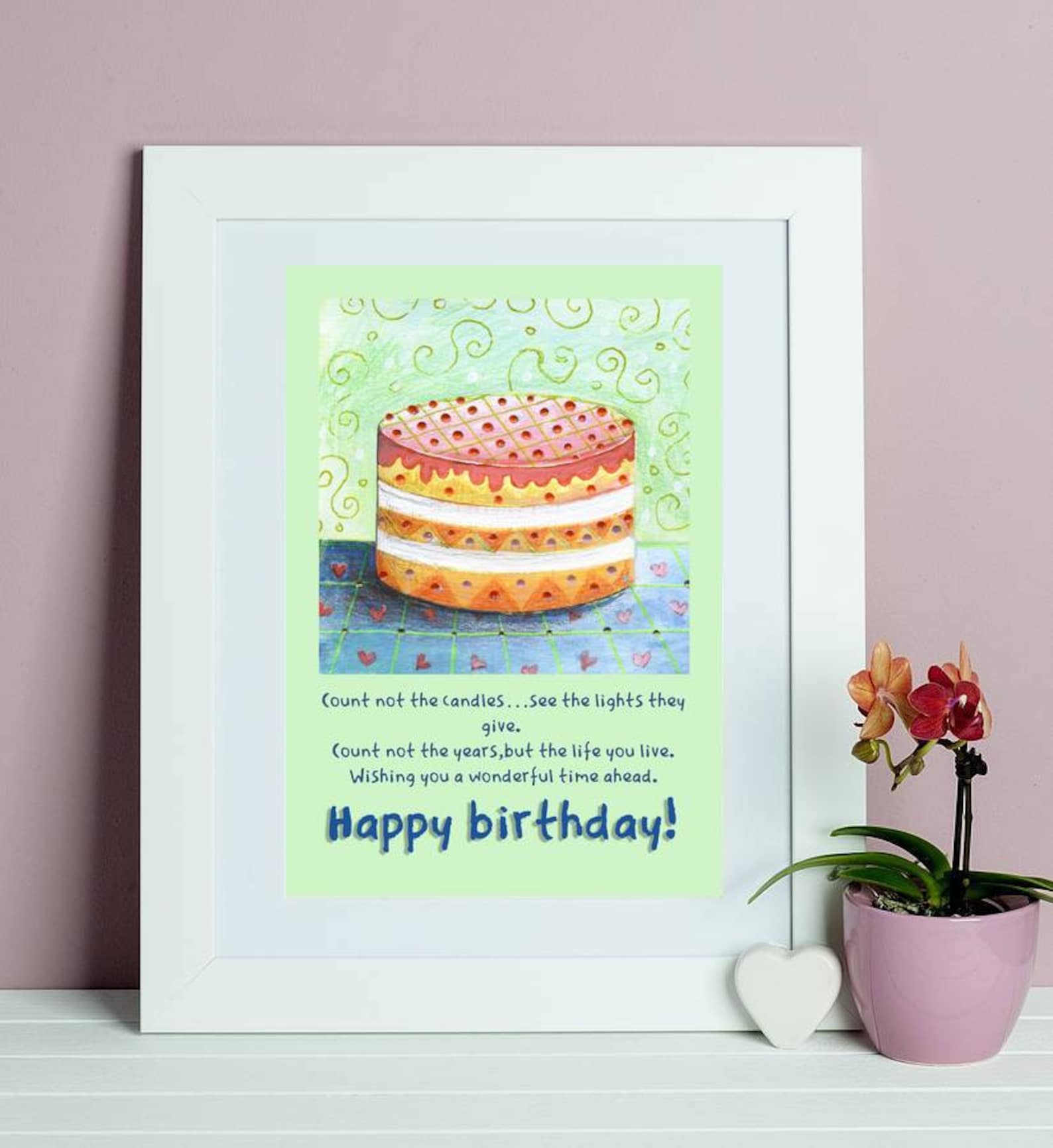 Happy Birthday Printable Sign, Birthday Cake, Printable Wall Art ...