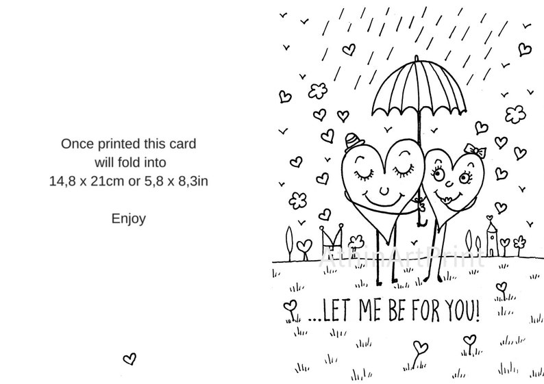 Here for You Printable Coloring Card INSTANT DOWNLOAD - Etsy