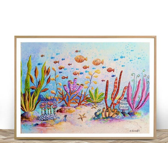Sea Life Poster Ocean Print Nautical Art for Nursery and - Etsy
