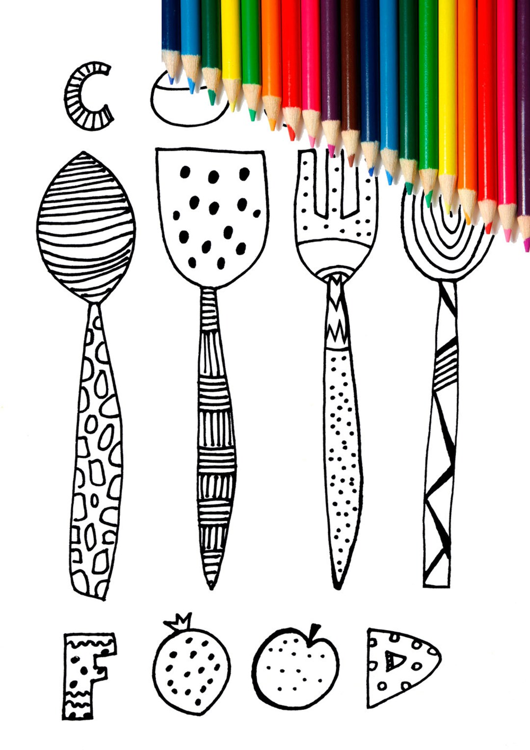 Funny Coloring Page, Cook Food, Kids Activity, INSTANT DOWNLOAD - Etsy