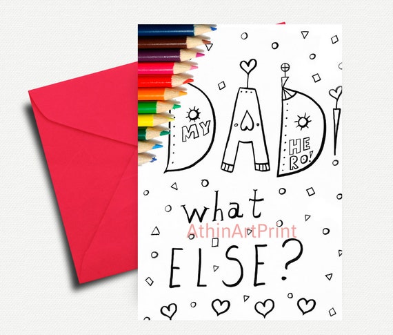 Coloring Card for Your Superhero Dad Father's Day | Etsy