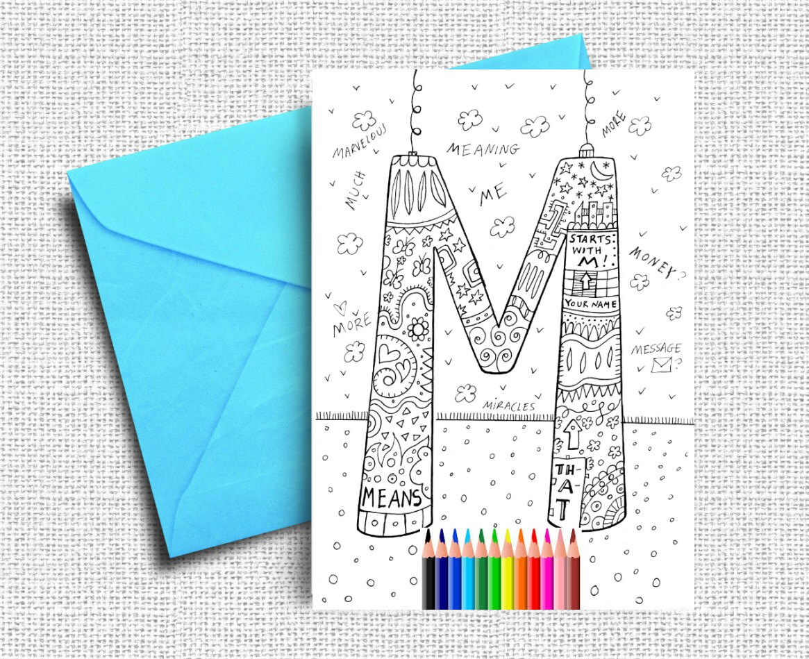 Printable Alphabet Coloring Card for Adults & Kids | Mother's Day ...
