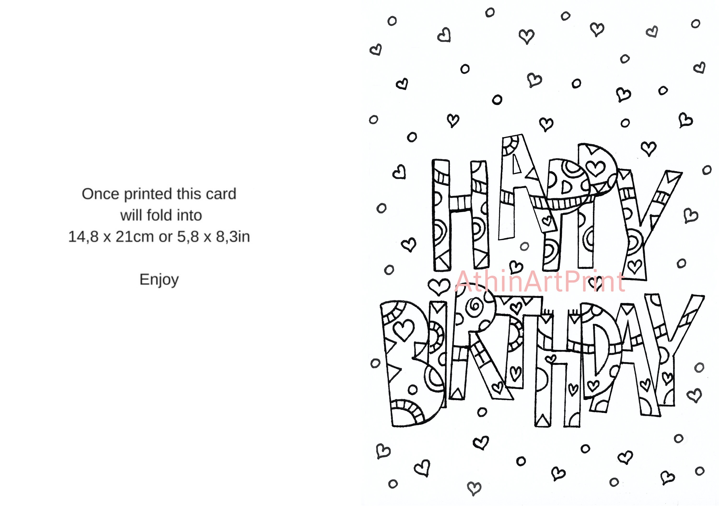 Happy Birthday With Hearts | Printable Activity for Kids - Etsy