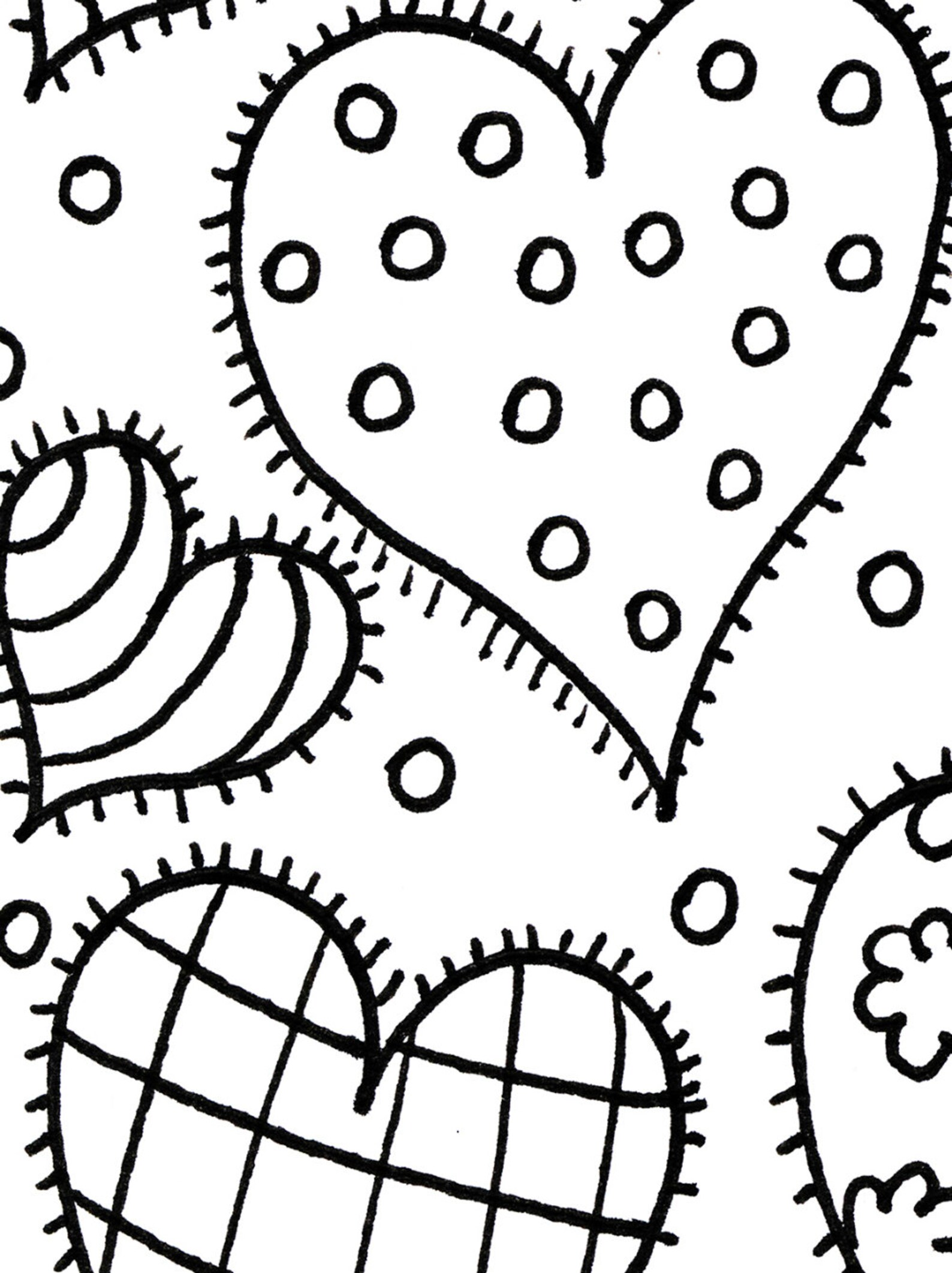 Happy Hearts Coloring Page for Adults & Kids | Love Coloring Page ...