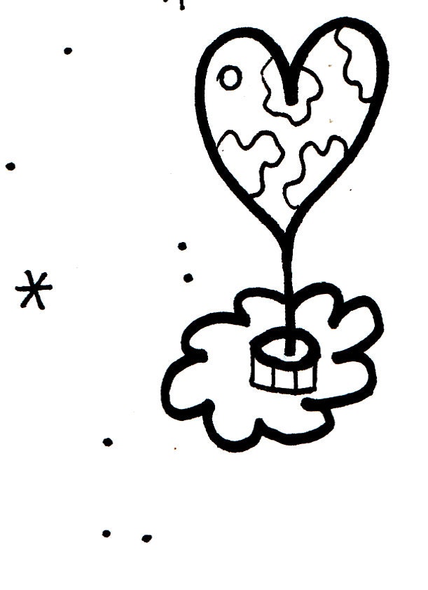 Valentine's Day Coloring Card, Hearts, Clouds, Love Card, Printable ...