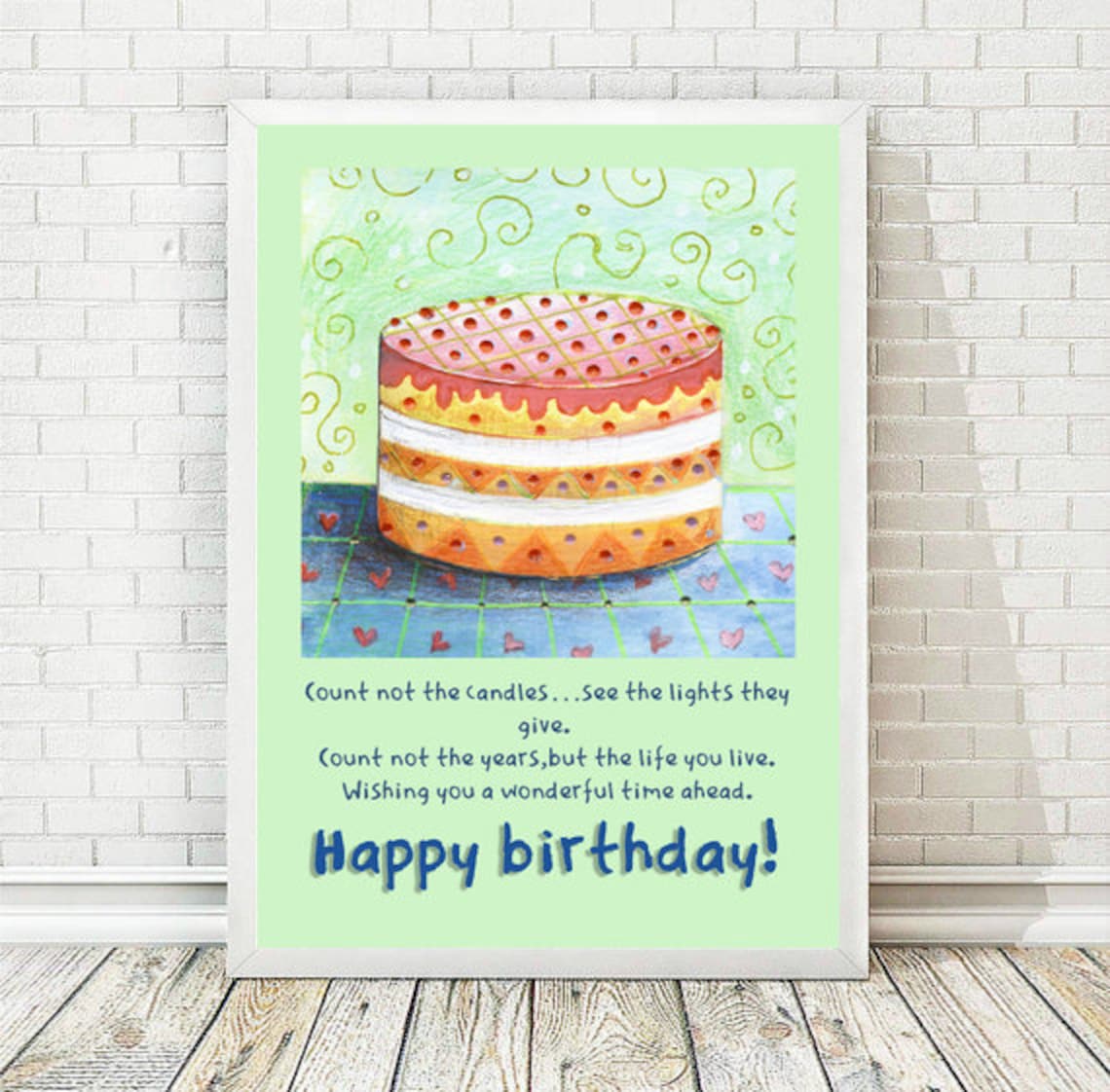 Happy Birthday Printable Sign, Birthday Cake, Printable Wall Art ...