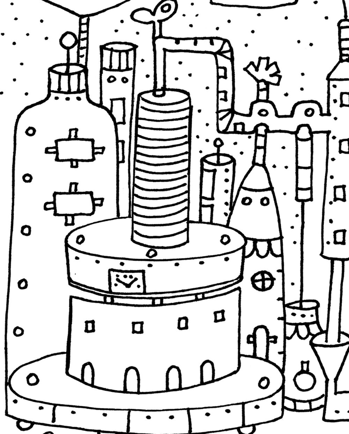 Urban Industrial Coloring Page for Having Fun - Etsy