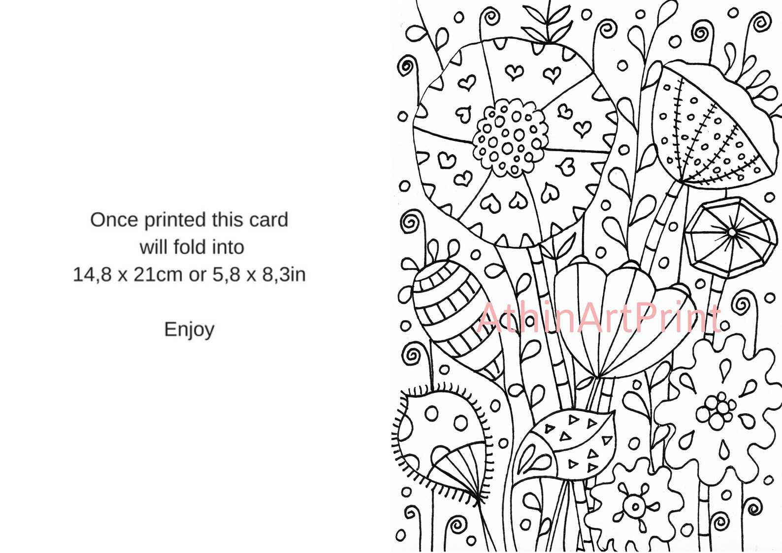 Flowers Bloom Coloring Card for Kids, INSTANT DOWNLOAD - Etsy