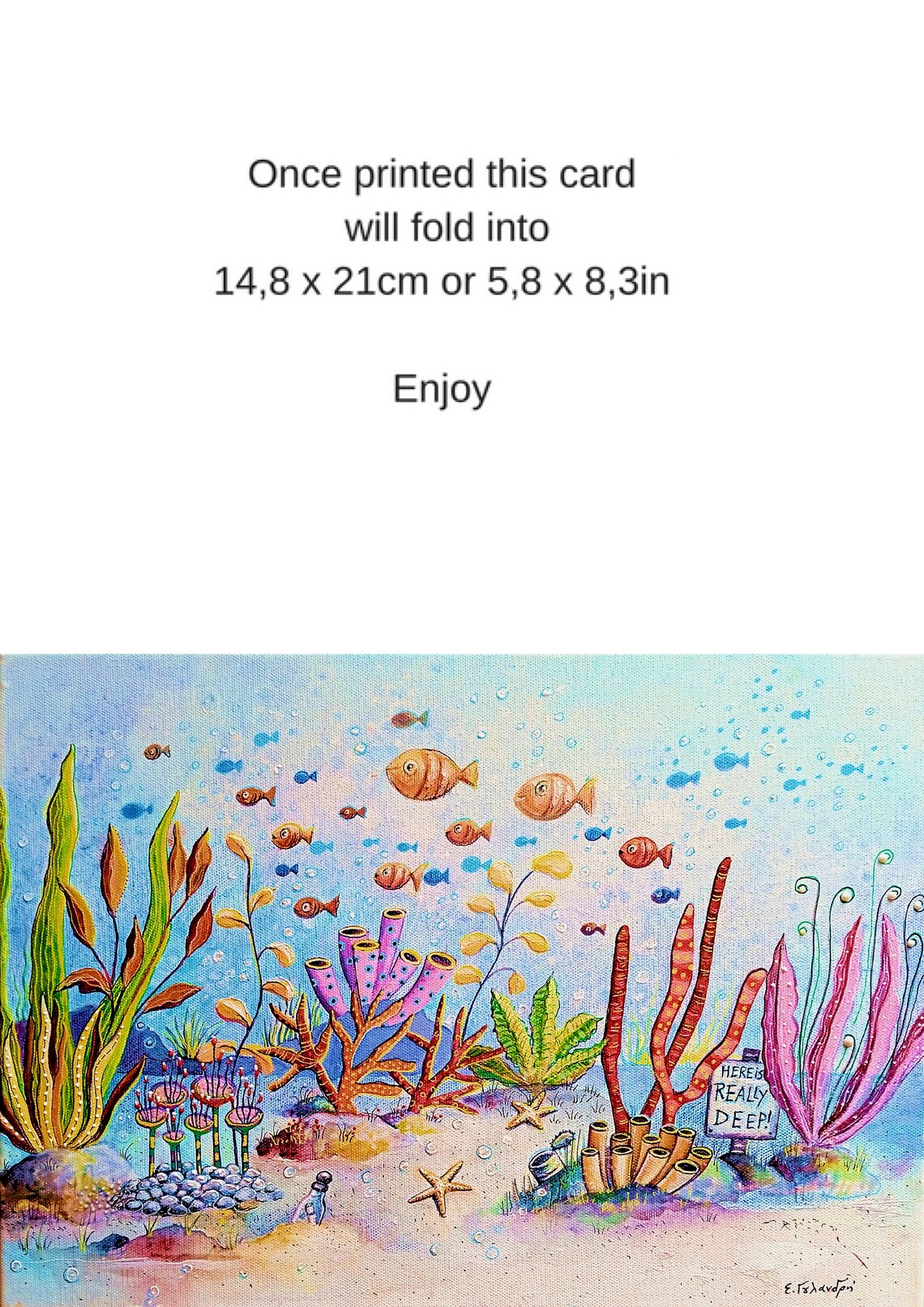 Sea Life Card | Ocean Card | Nautical Art | INSTANT DOWNLOAD - Etsy