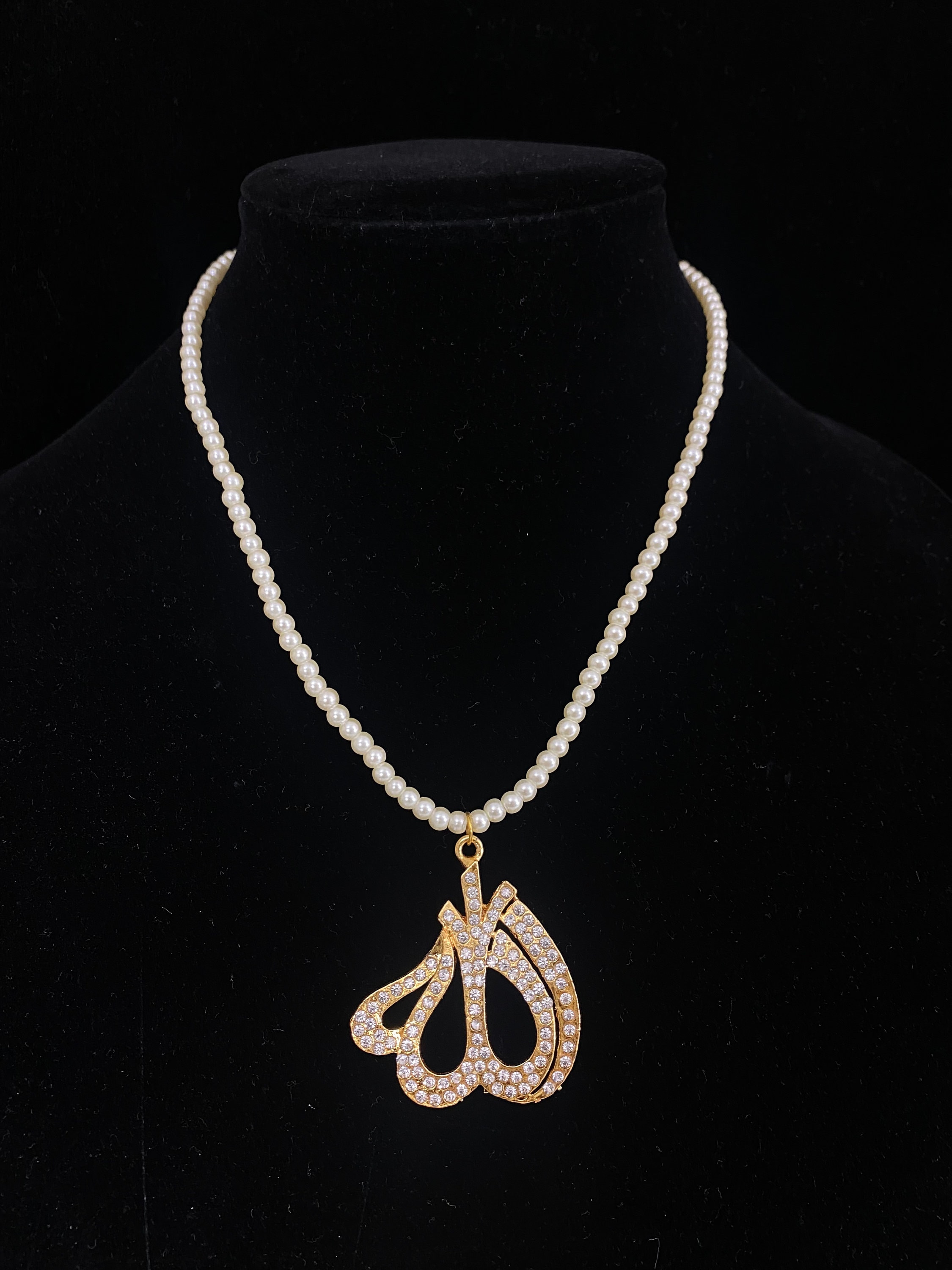 ALLAH Pendent With Pearl Chain Islamic/arabic Calligraphy Pakistani ...