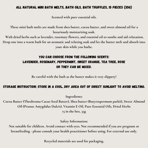 Natural Mini Bath Melts 15 Piece Aromatherapy Solid Bath Oils Scented ...