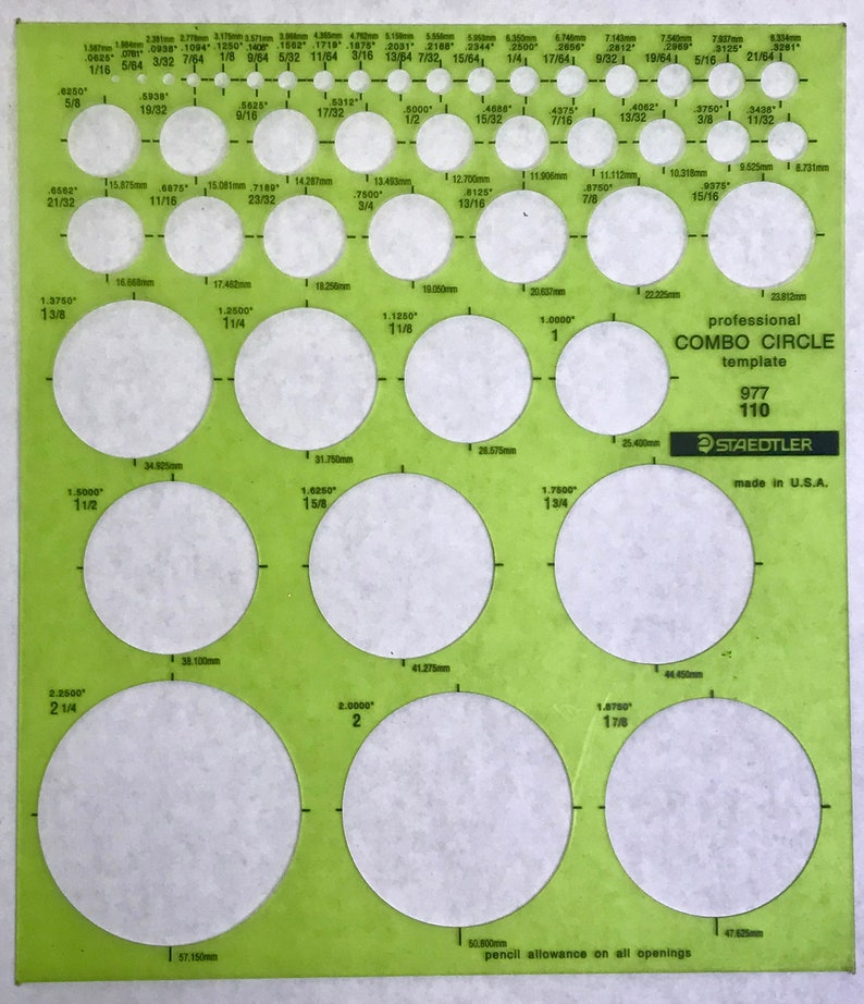 STAEDTLER Professional Combo Circle Template 977 110 | Etsy