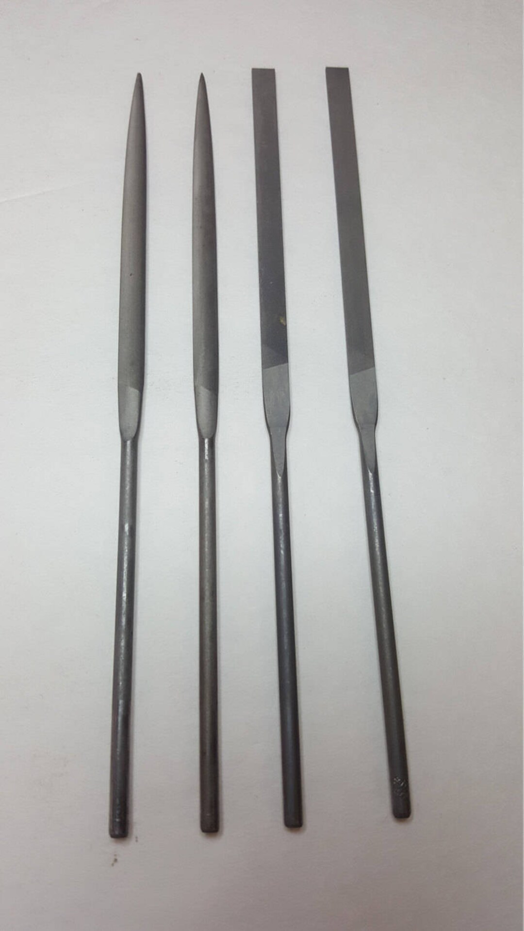 4 Swiss Made Needle Files - 2 Crossing and 2 Pillar - #6 Cut - All New ...
