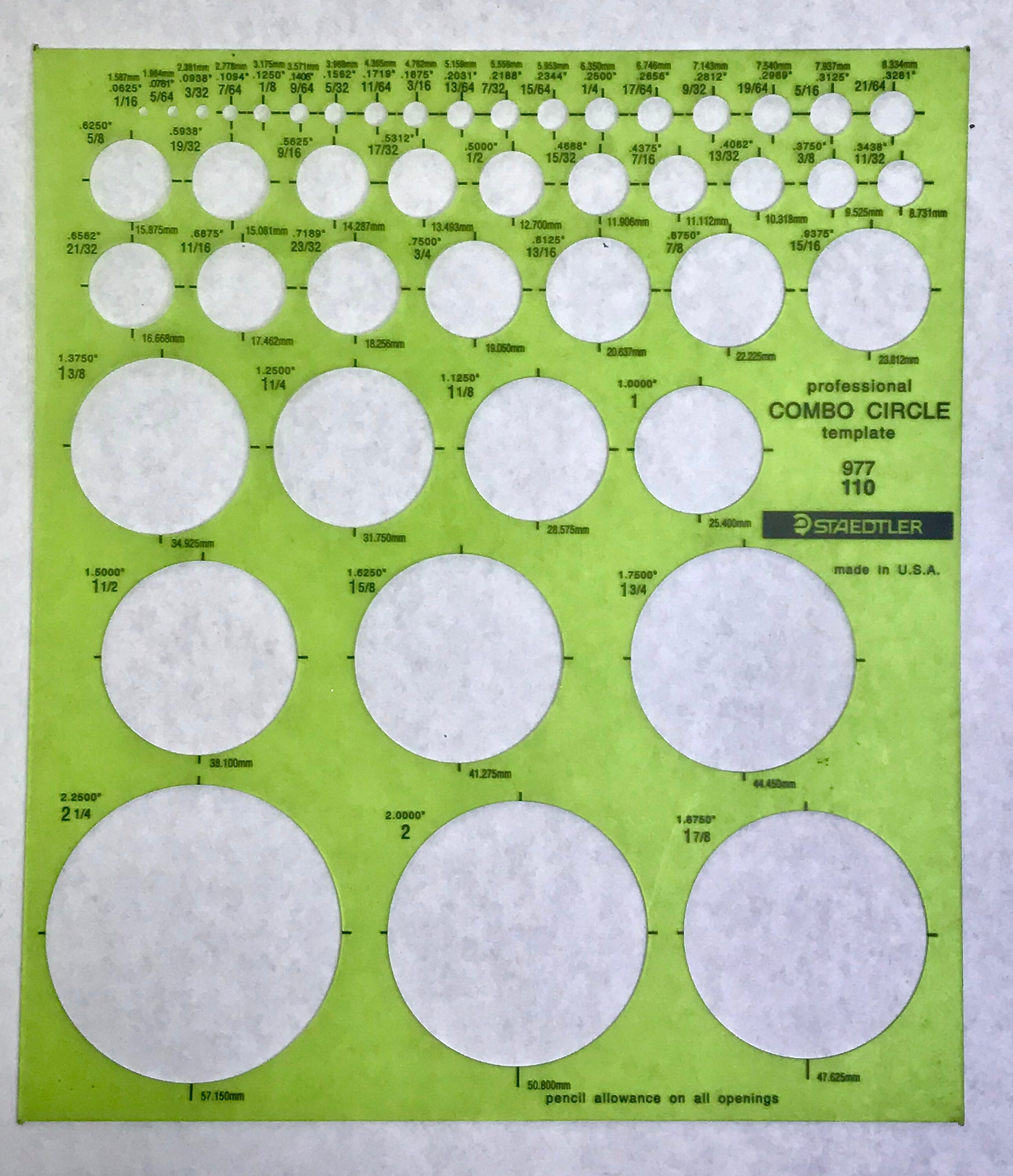 STAEDTLER Professional Combo Circle Template 977 110 | Etsy