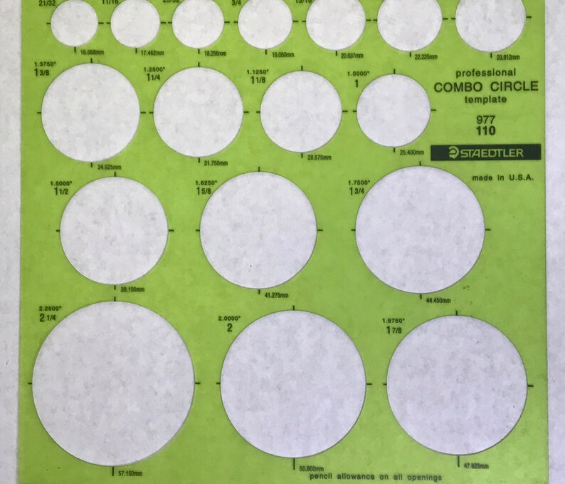 STAEDTLER Professional Combo Circle Template 977 110 | Etsy
