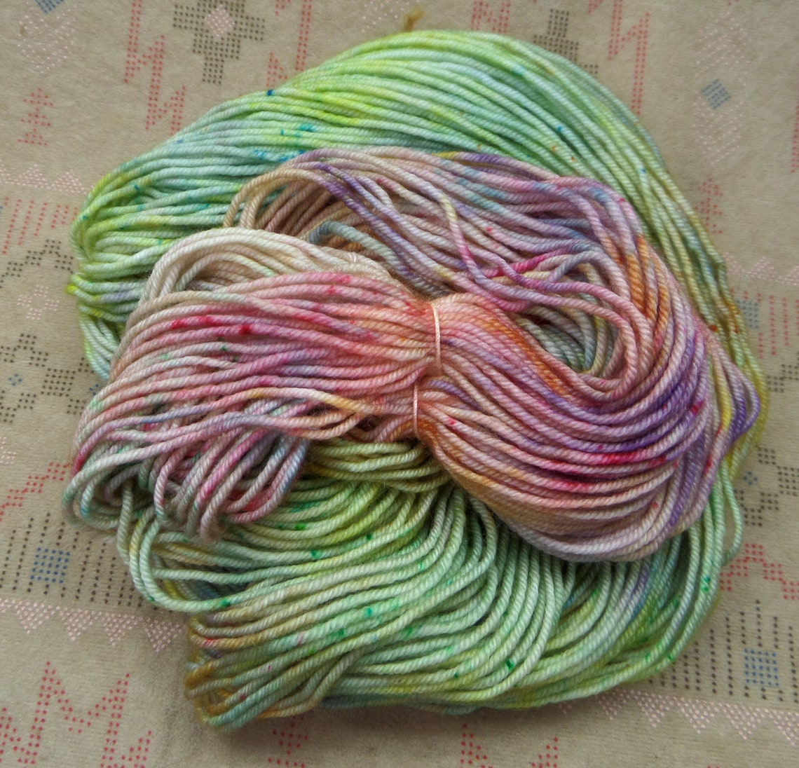 Hand Painted Merino Yarn: Multi-Color Green Apple Autumn Fall | Etsy