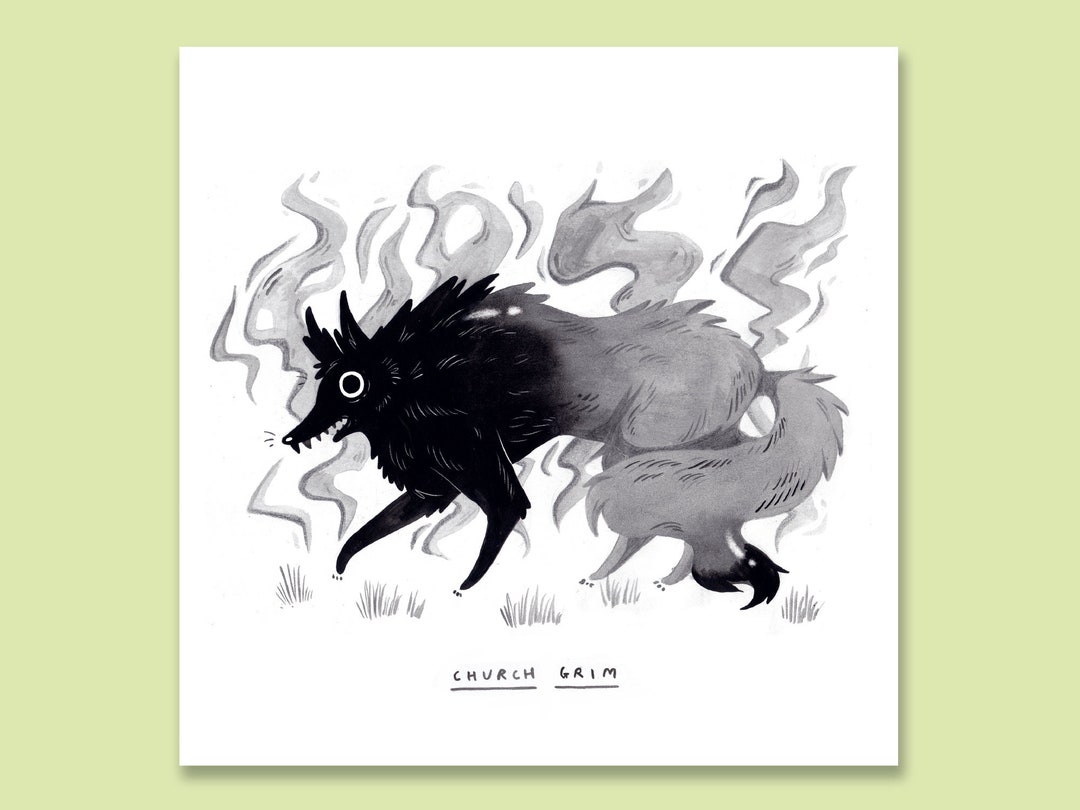 Church Grim Dog Print Creepy Cute Illustration Print Church Grim Print ...