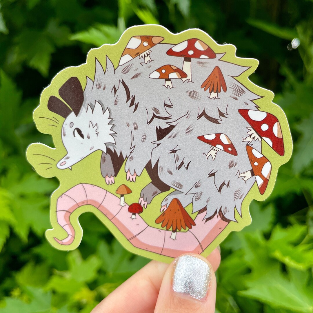 Opossum Sticker - Mushroom Possum - Cute Vinyl Sticker - Laptop Sticker ...