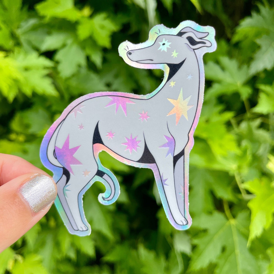 Holographic Greyhound Sticker - Vinyl Sticker - Laptop Sticker ...