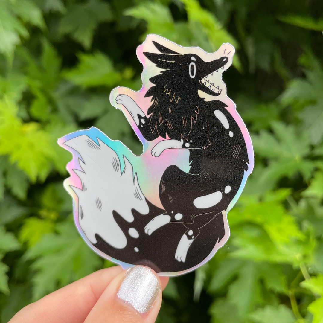 Rainbow Holographic Sticker Fox - Vinyl Sticker - Laptop Sticker ...