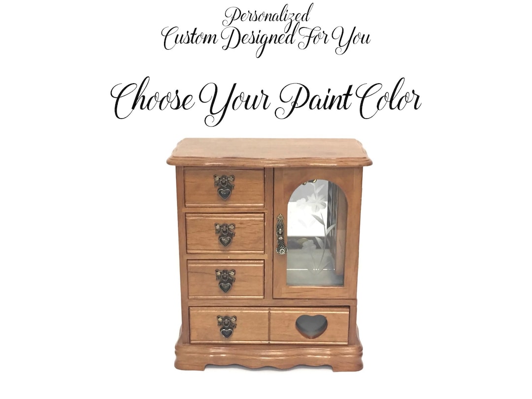 Personalized Girls Jewelry Box Custom Vintage Jewelry Armoire, Cottage ...