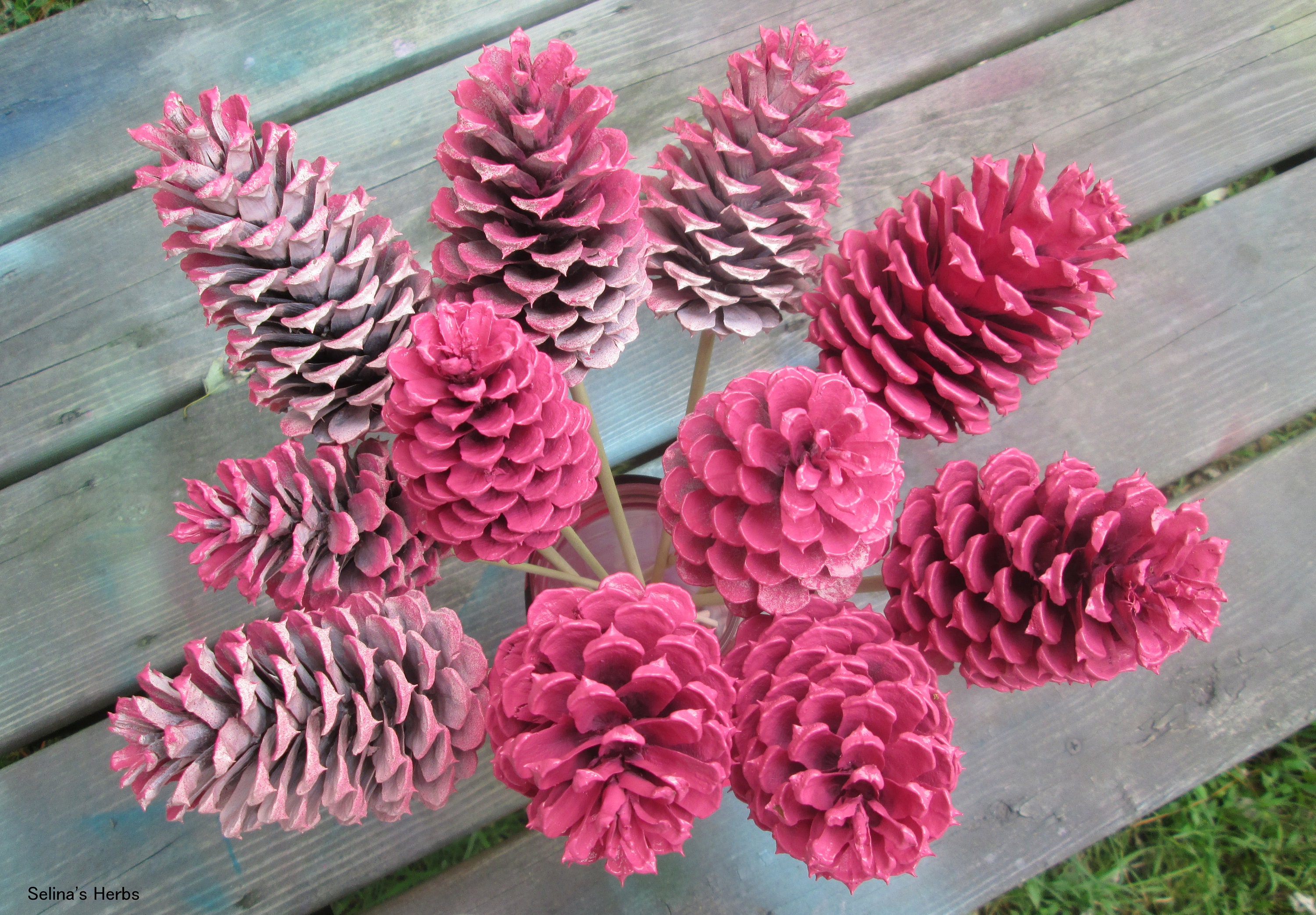 Pine Cone Flower Bouquet Pink Ombre Pink Tablescape Design | Etsy