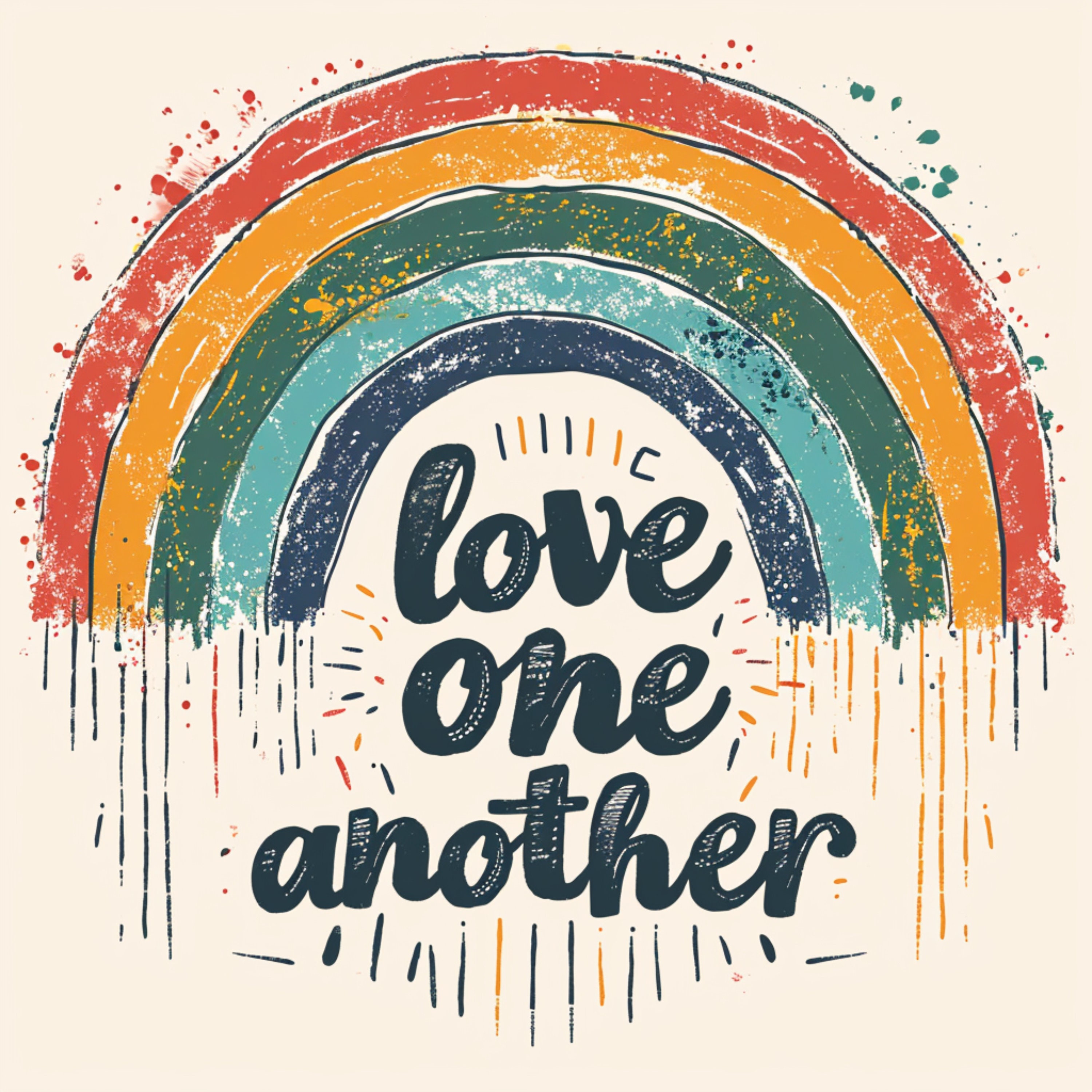 Love One Another Rainbow Illustration - Etsy