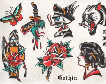 Tattoo flash | Etsy