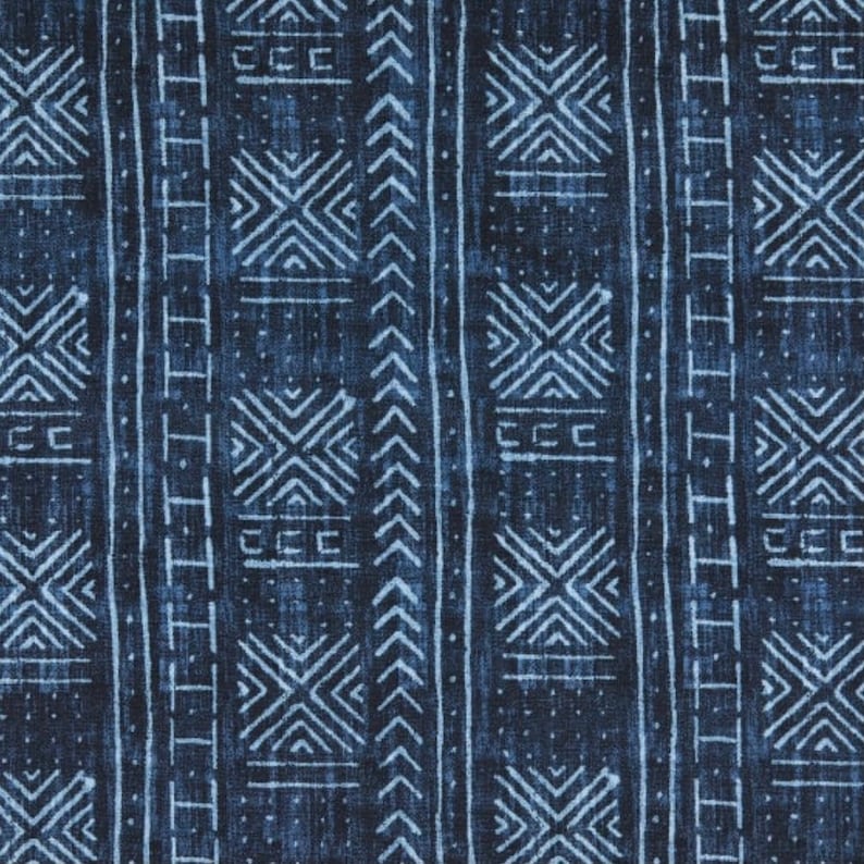 Indigo Blue Mudcloth Outdoor Fabric By The Yard // Mudcloth | Etsy
