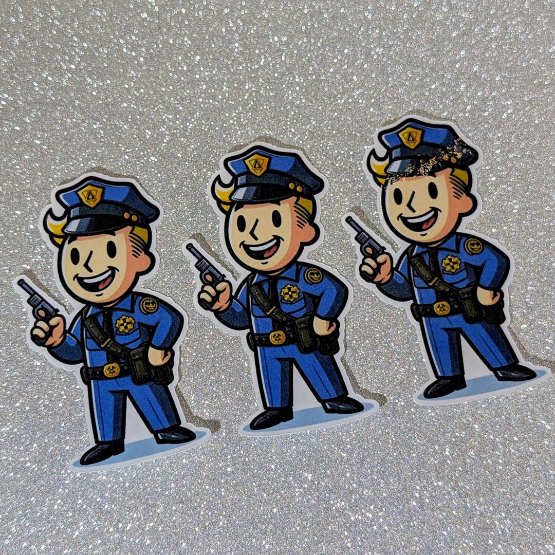Retro Video Game Police Officer Sticker - Etsy