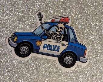 Skeleton Police Officer Sticker Decal for Car, Laptop, Water Bottle and ...