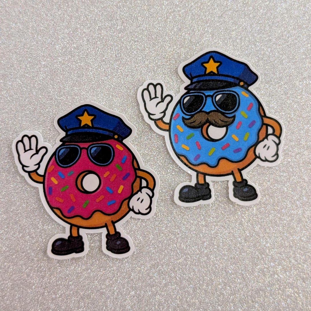Waving Police Donut Sticker - Etsy