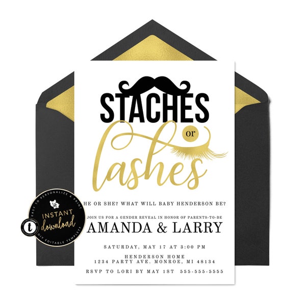 Staches or Lashes Gender Reveal - Etsy