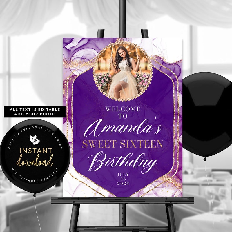 Purple Welcome Sign - Etsy