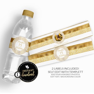 Greek Key Water Labels, Grecian Water Label, Greek Pattern Water Label ...
