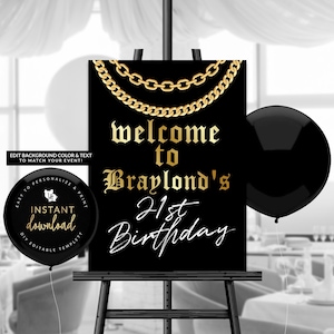 Editable Gold Cuban Link Welcome Sign, Hip Hop Welcome Poster, Gold ...