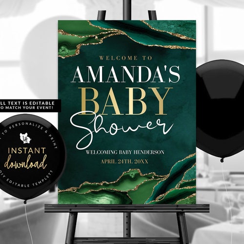 DIY Emerald Green and Gold Welcome Sign Birthday Party - Etsy