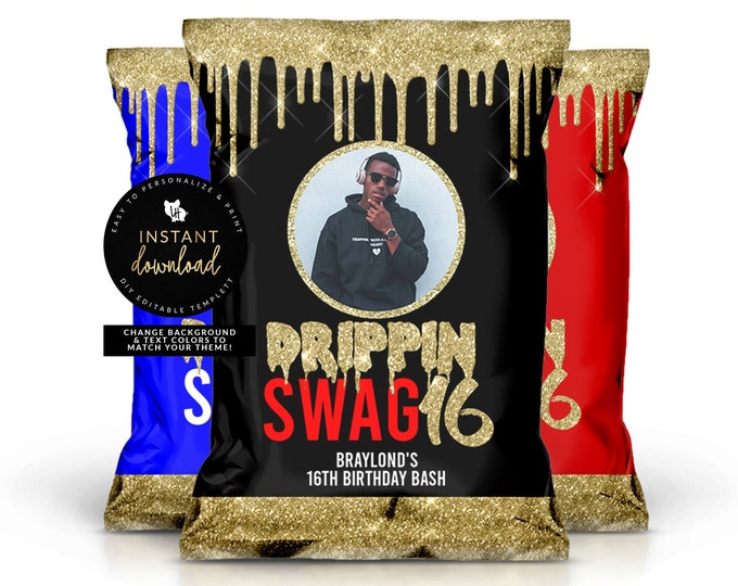 Swag 16 Chip Bag, Sweet Sixteen Chip Bag, 16th Birthday Party Favor ...