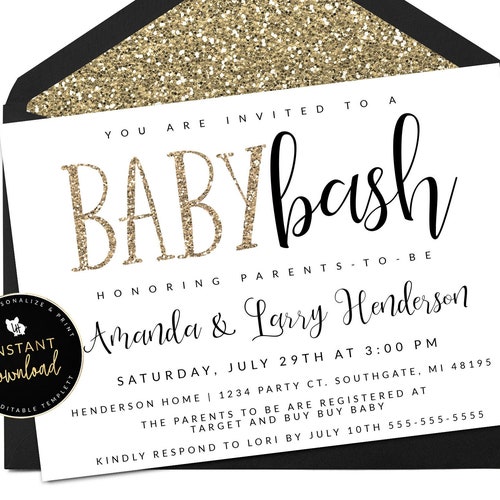 Baby Bash Couples Co-ed Baby Shower Invitation Card Baby Boy - Etsy
