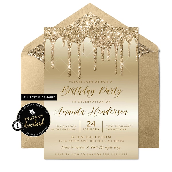 Golden Invitation - Etsy
