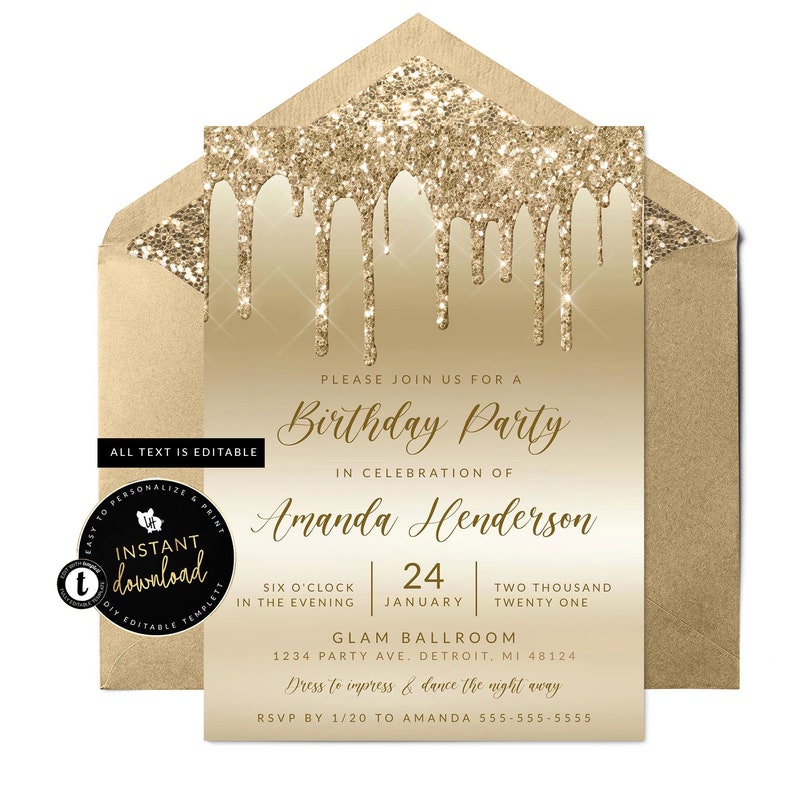 Golden Invitation - Etsy