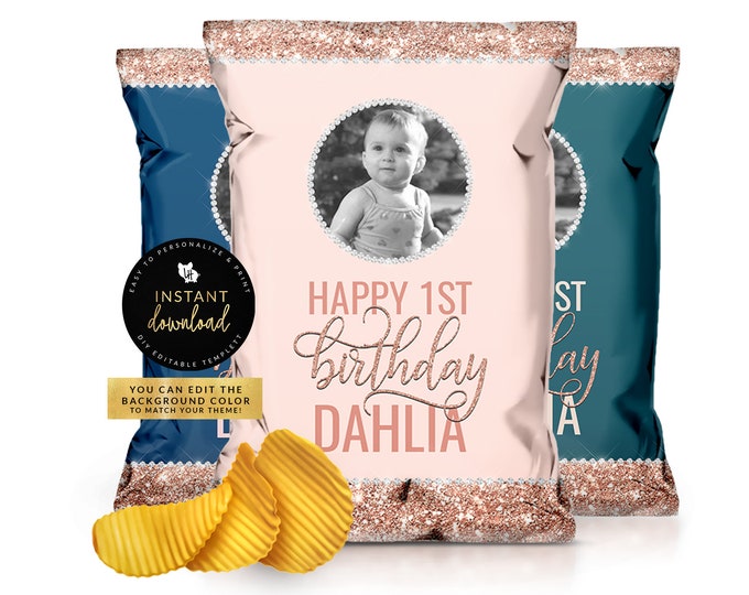 Rose Gold Chip Bag Rose Gold & Diamond Chip Bag Rose Gold | Etsy