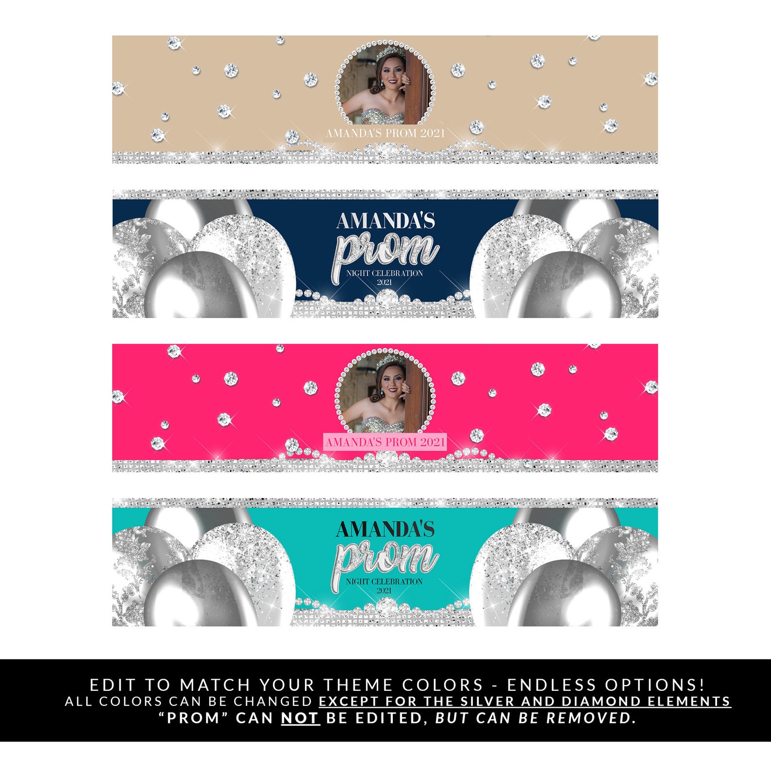 Prom Water Bottle Labels Silver Prom Send-off Water Bottle - Etsy