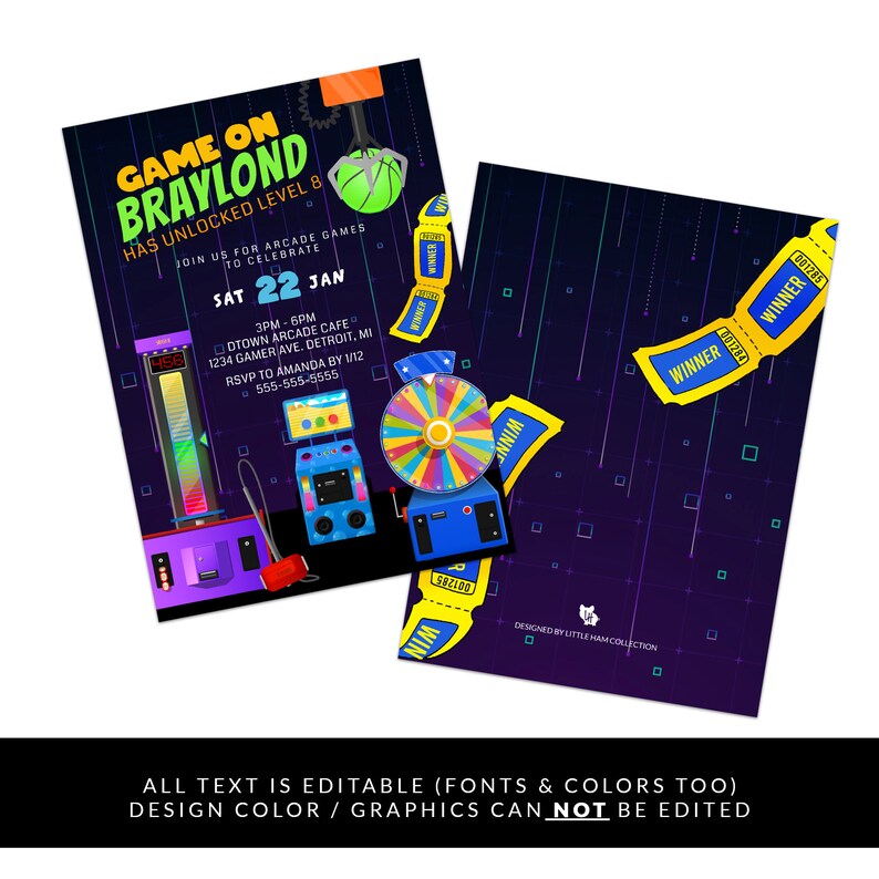 Arcade Party Invitation Arcade Birthday Invite Arcade Video | Etsy