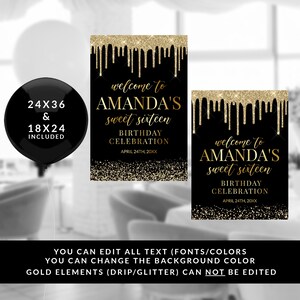 Gold Drip Welcome Sign, Glitter Dripping Gold Poster, Gold Glitter Drip ...